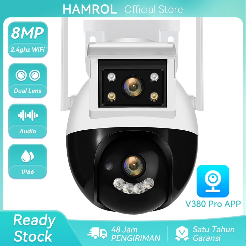 Jual Hamrol V380 PRO Kamera WiFi HD 8MP Outdoor PTZ WiFi Camera ...