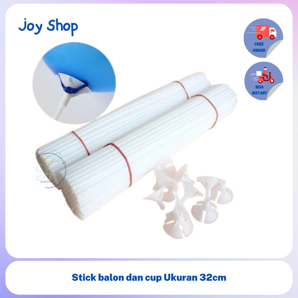 Jual Stick balon dan cup / Stik gagang balon latex satuan Ukuran 32cm ...