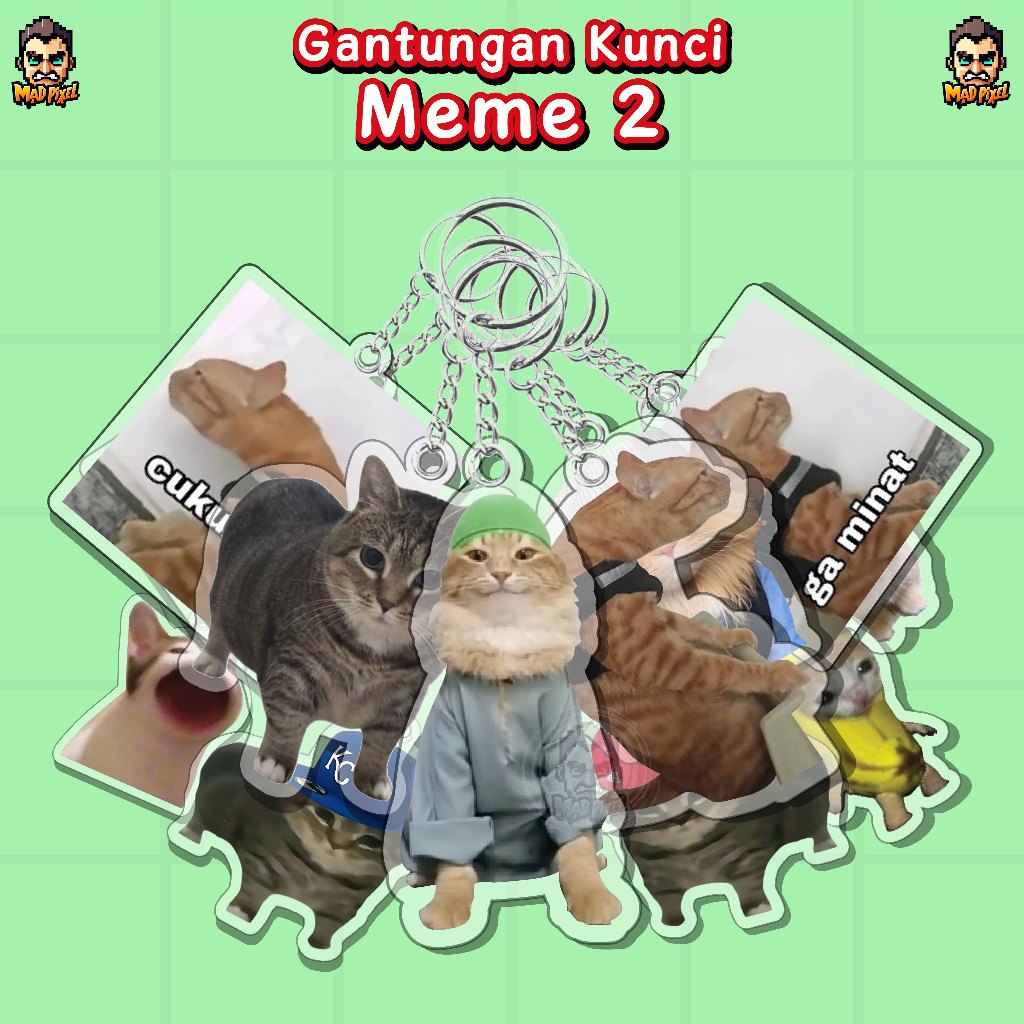 Jual Gantungan Kunci Meme Kucing Akrilik / Acrylic KeyChain Lucu Cat ...