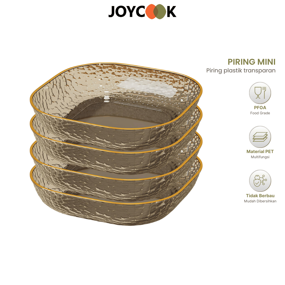 Jual JOYCOOK Piring Saji Grey Mini Kotak Diamond Cantik Transparan ...