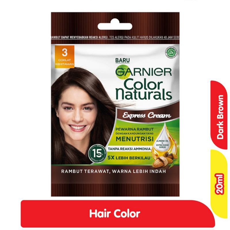 Jual GARNIER Express Cream Pewarna Rambut 3 Cokelat Kehitaman 20 ml ...