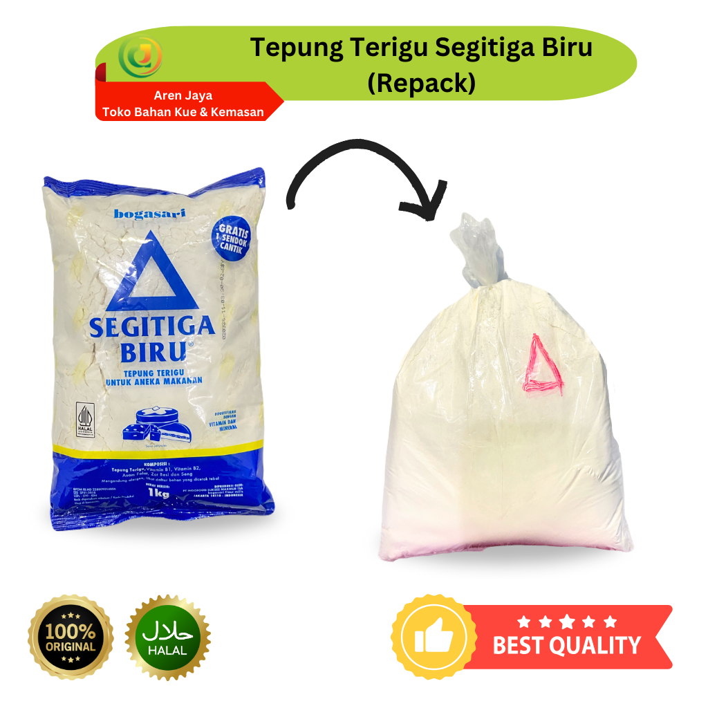 Jual Tepung Terigu Segitiga Biru Bogasari Serbaguna 1 Kg Curah Kiloan ...