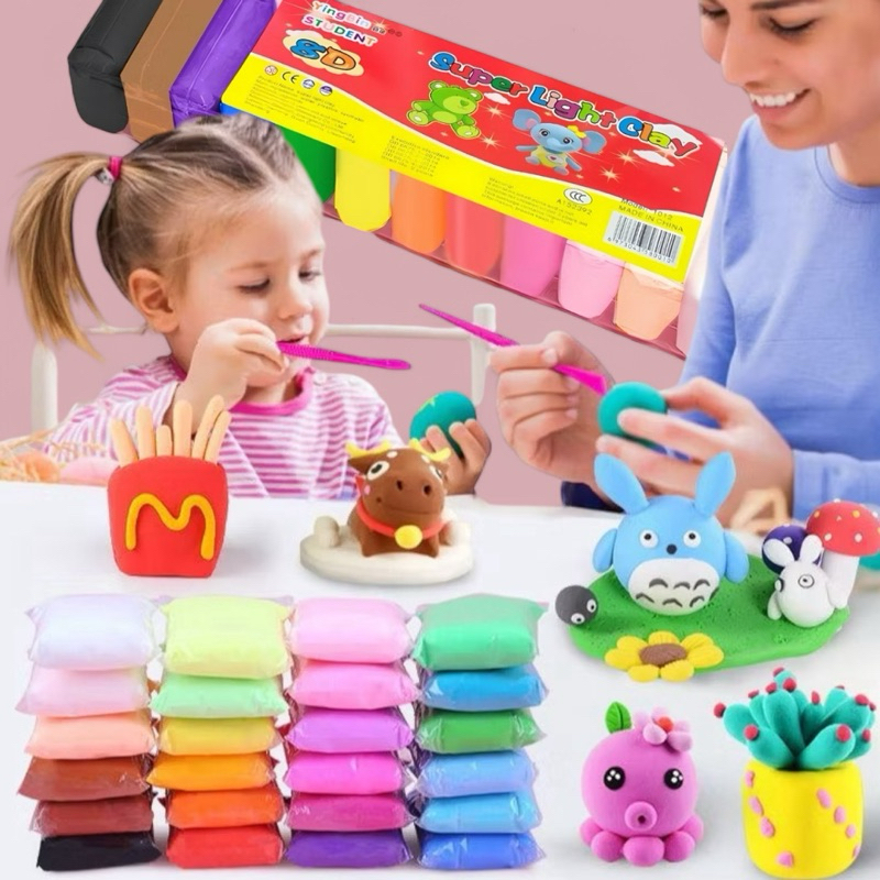 Jual Clay Mainan Anak Isi 12 PCS Clay Warna Mainan Edukasi Anak Aman ...