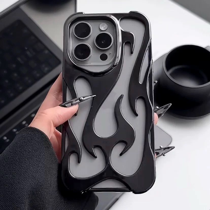 Jual Case Glossy Fire Frosted 3D Flame Silicone for IPhone 17 16 15 14 ...