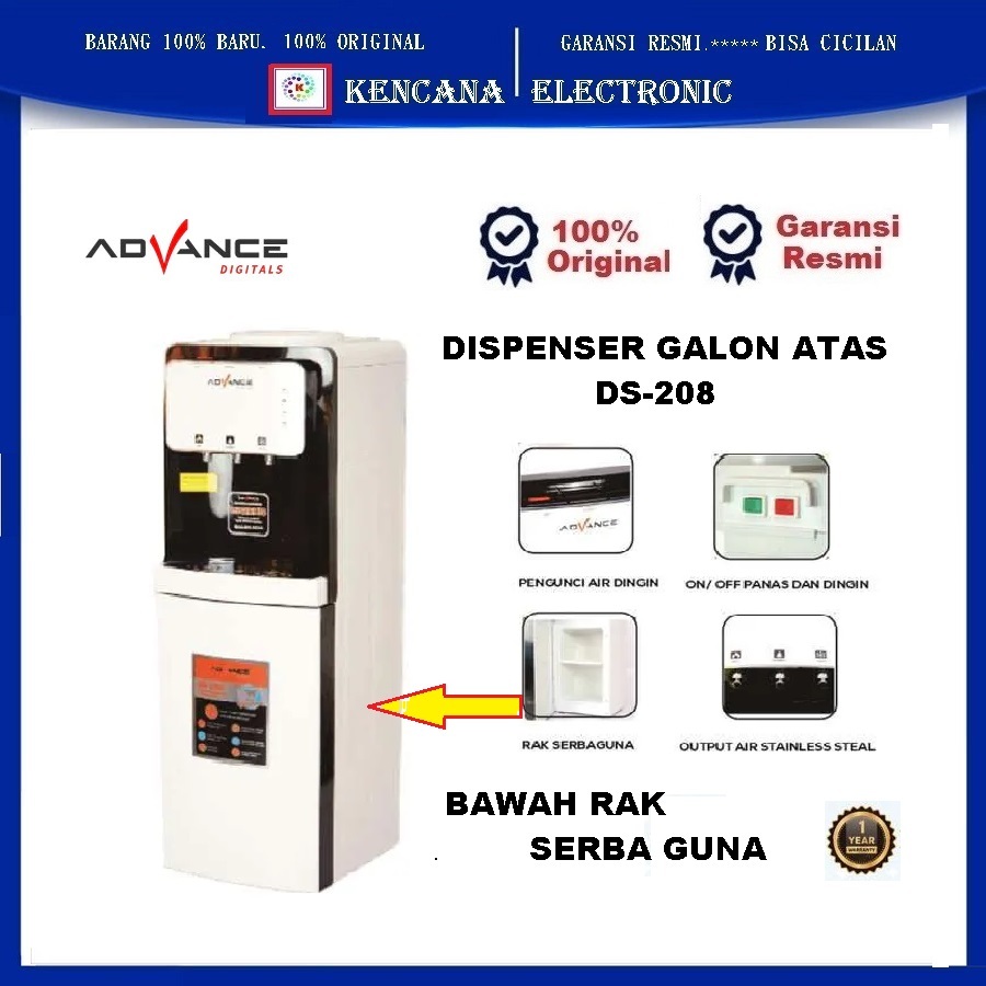 Jual Advance DS-208 Dispenser Galon Atas .3 Kran Panas- Dingin -Normal ...