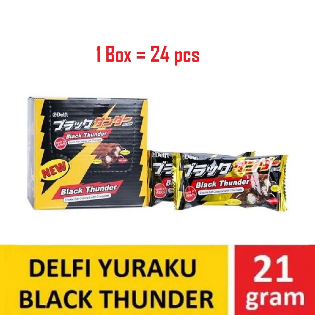 Jual DELFI YURAKU BLACK THUNDER BOX 24 pcs coklat Yuraku 12 pcs wafer ...