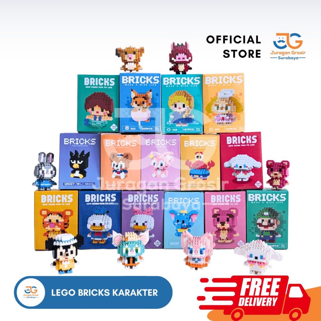 Jual (JGS) Block Kartun Mini Bricks Mainan Balok Susun Mainan Anak ...