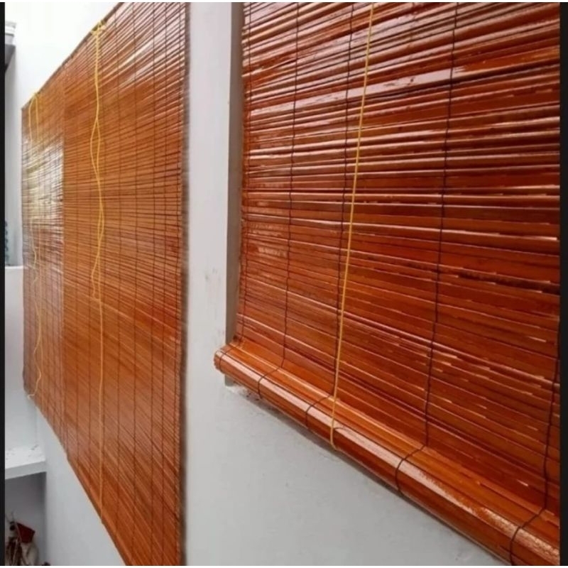 Jual Tirai bambu vernis pliture size 3m x 3m Doble tali kerekan ...