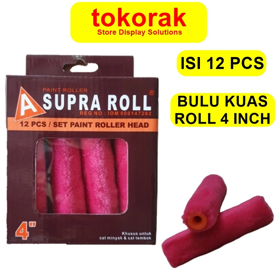 Jual ISI BULU KUAS ROLL KAPAL KECIL 4 INCH DOMBA MERAH SUPRA REFILL ...