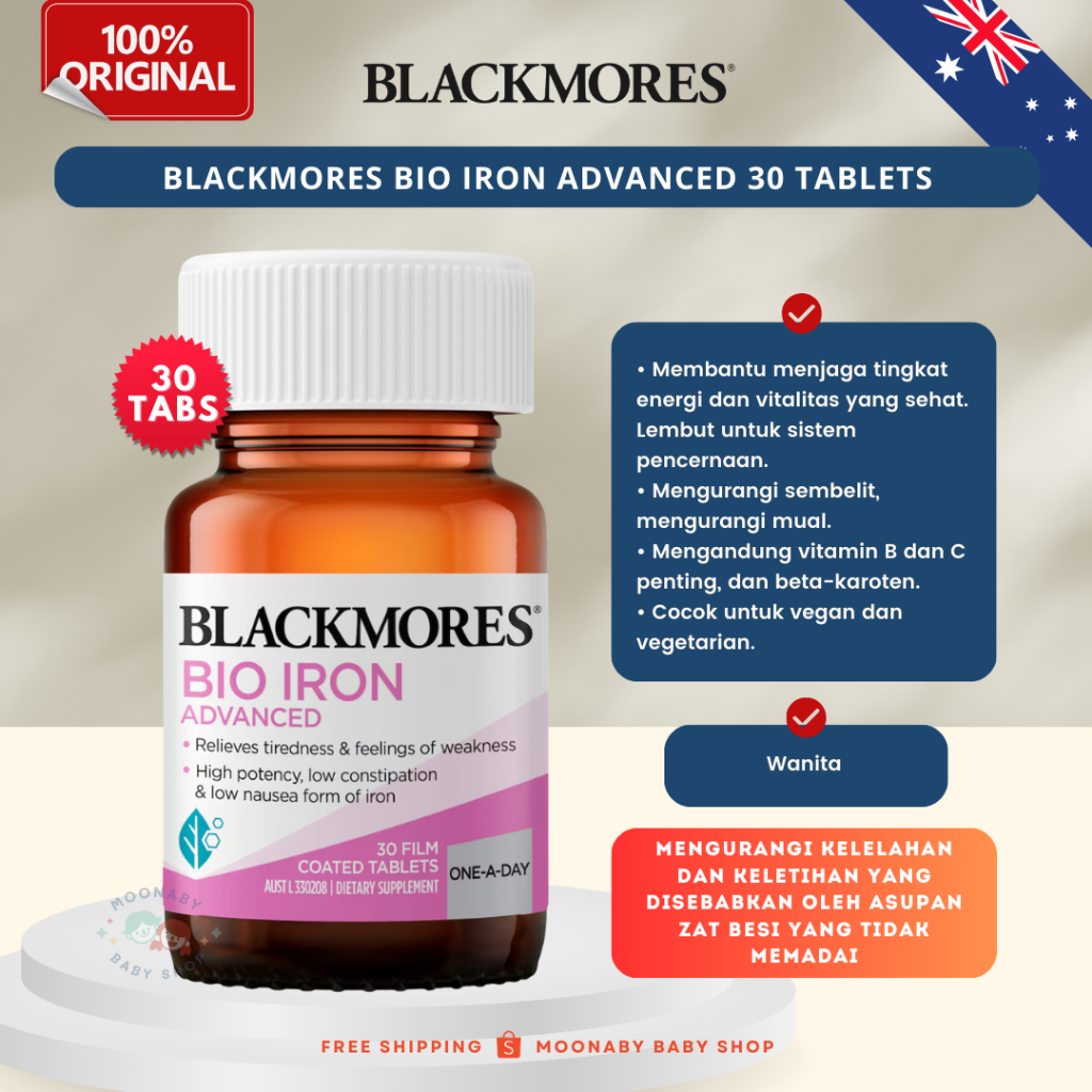 Jual Exp 08/2026 Blackmores Bio Iron Advanced 30 Tablets - MADE IN ...