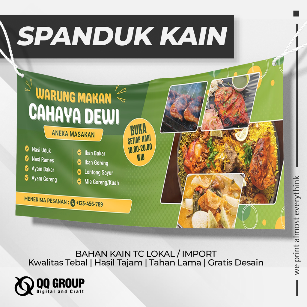 Jual SPANDUK KAIN UNTUK JUALAN FREE DESAIN | Shopee Indonesia