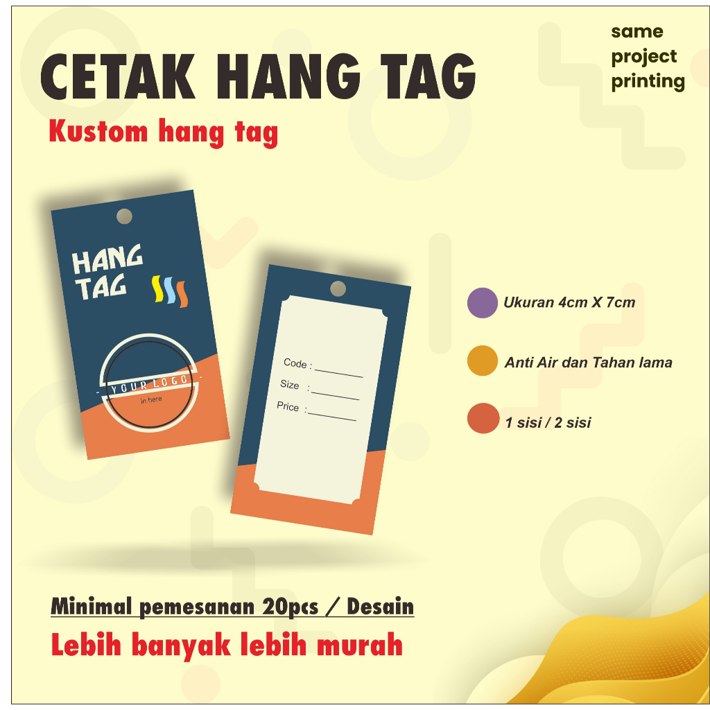 Jual Hang Tag Custom - Cetak Hang Tag Kustom ukuran 4x7 cm / Hang Tag ...