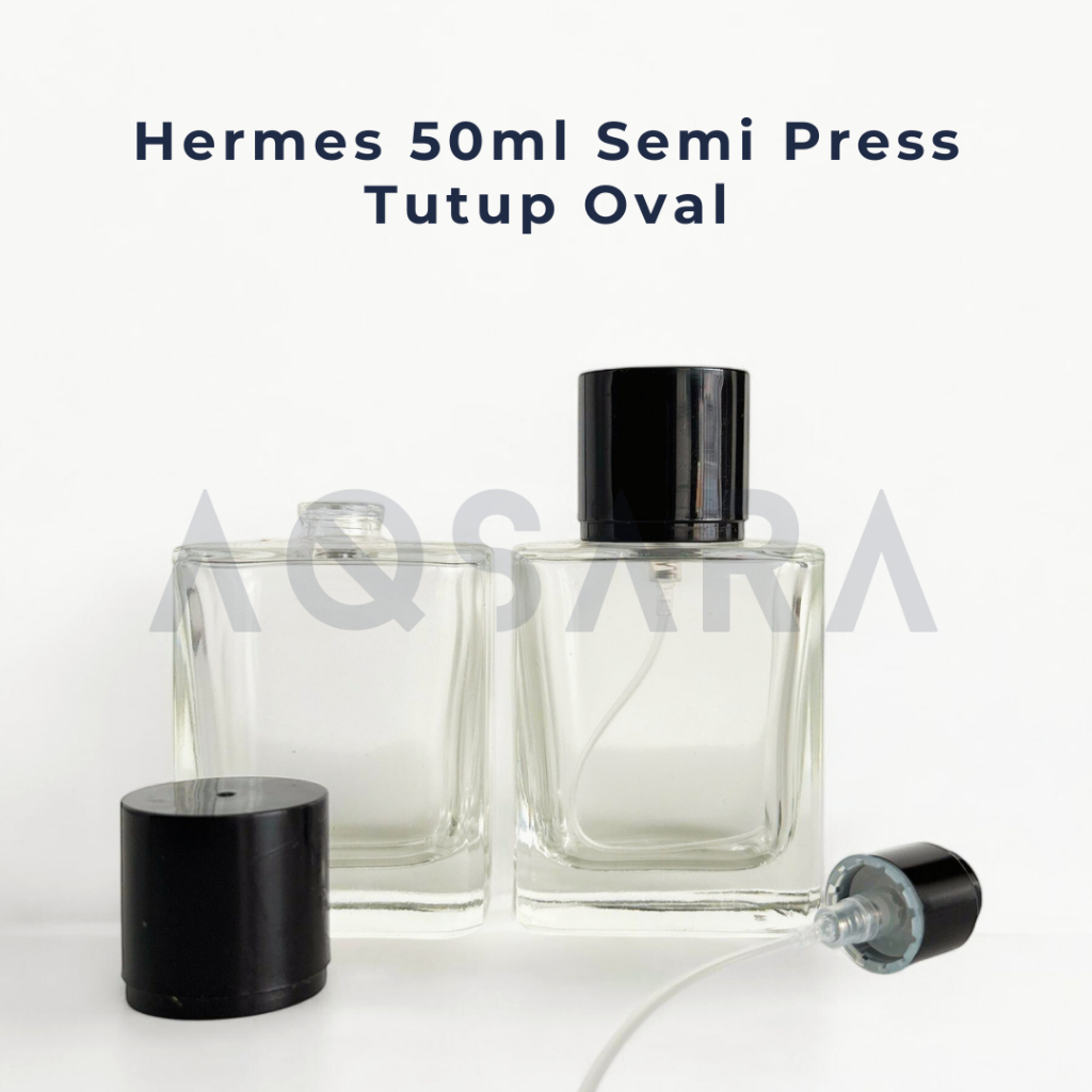 Jual Botol HRMS 50ml Semi Press Bening Tutup Hitam Oval | Shopee Indonesia