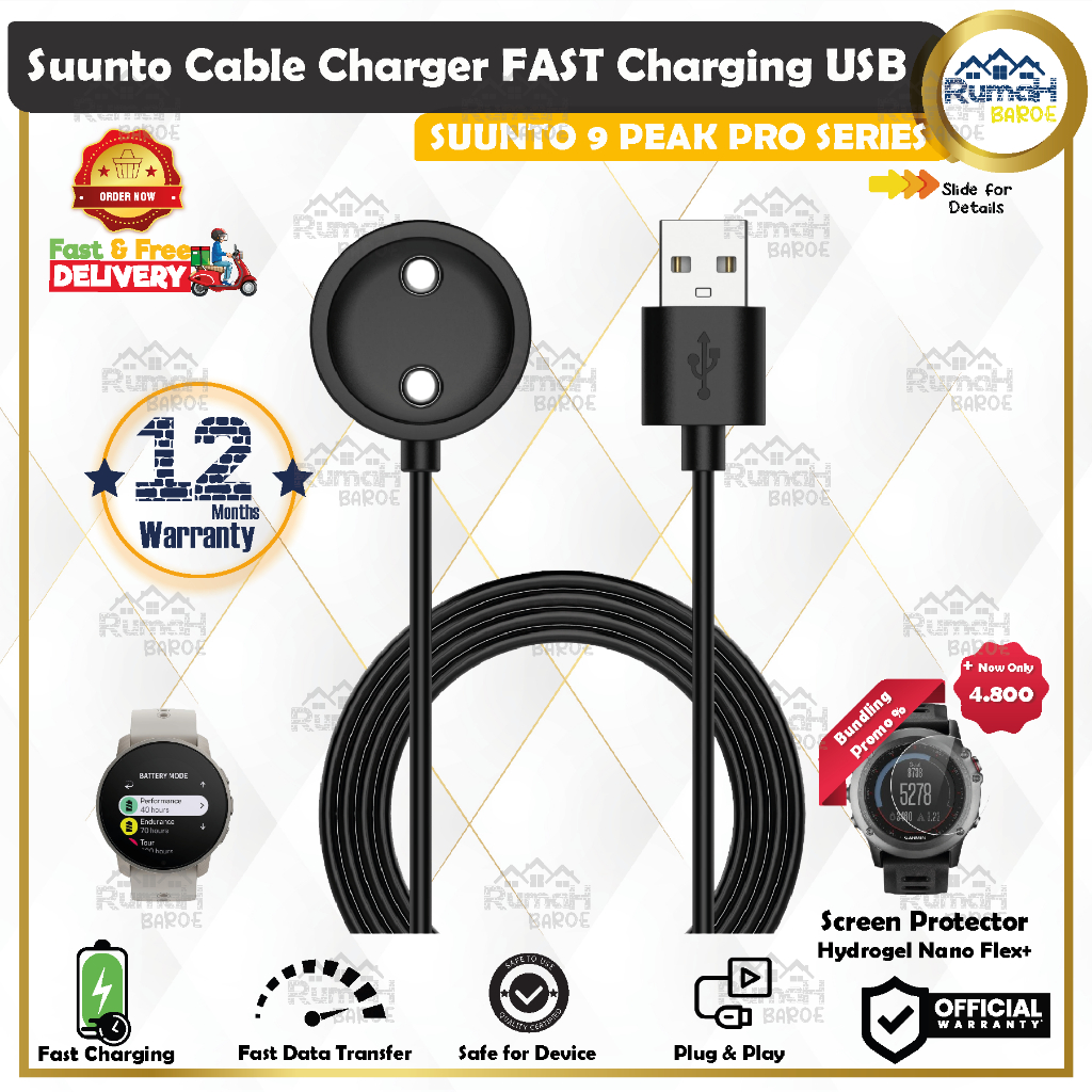 Jual Cable USB Charger Smartwatch Jam Suunto 9 Peak Pro Vertical Race ...