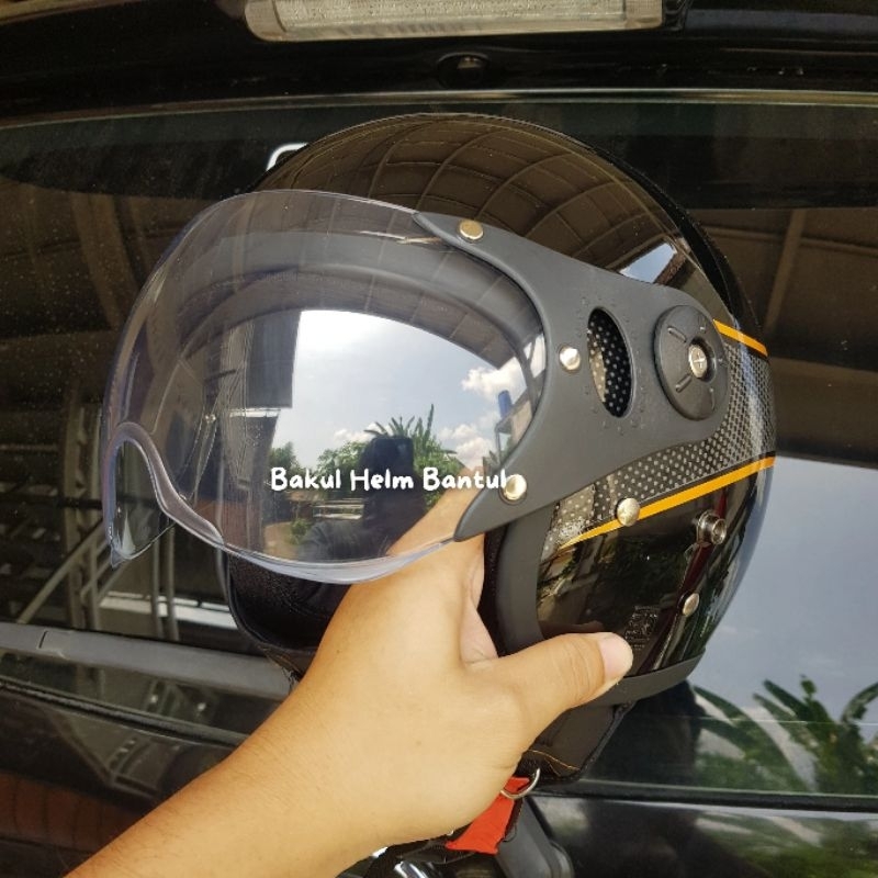 Jual Helm Scoopy Hitam | Kaca Pilot | Shopee Indonesia