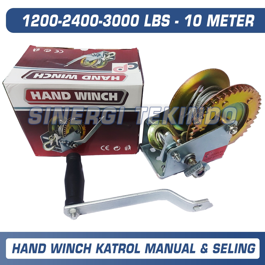 Jual Hand Winch Katrol Manual Seling 600 1200 2400 3000 LBS Panjang 10 ...
