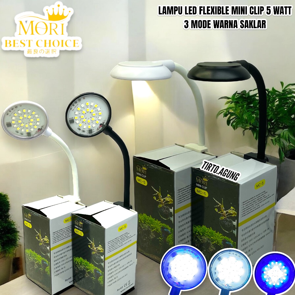 Jual LAMPU JEPIT 3MODE WARNA HITAM PUTIH LED AQUARIUM AQUASCAPE MINI ...
