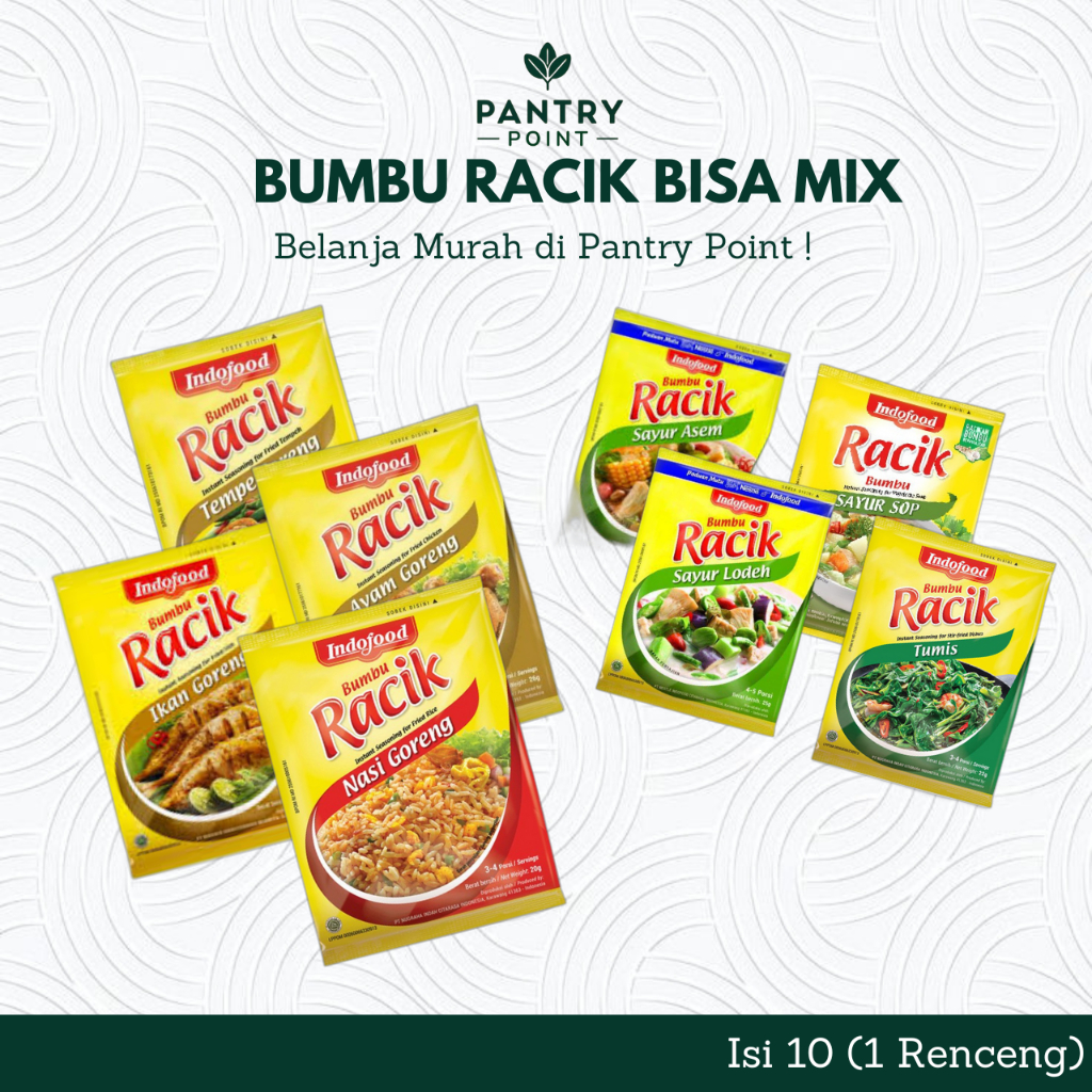 Jual (10Pcs) Indofood Bumbu Racik Ayam Ikan Tempe Tahu Sayur Lodeh Sop ...