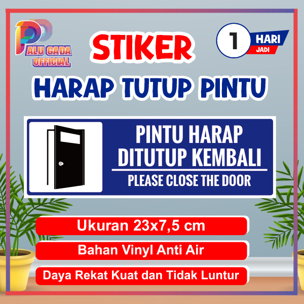 Jual Sign Sticker Label Pintu Harap Ditutup Kembali / Stiker Pintu Tutup Kembali / Sticker Pintu ...