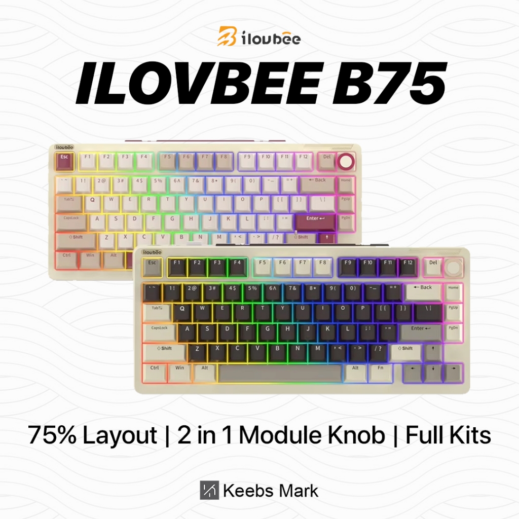 Jual ILovBee B75 Tri Mode RGB Wireless 75% Layout Mechanical Keyboard | Shopee Indonesia