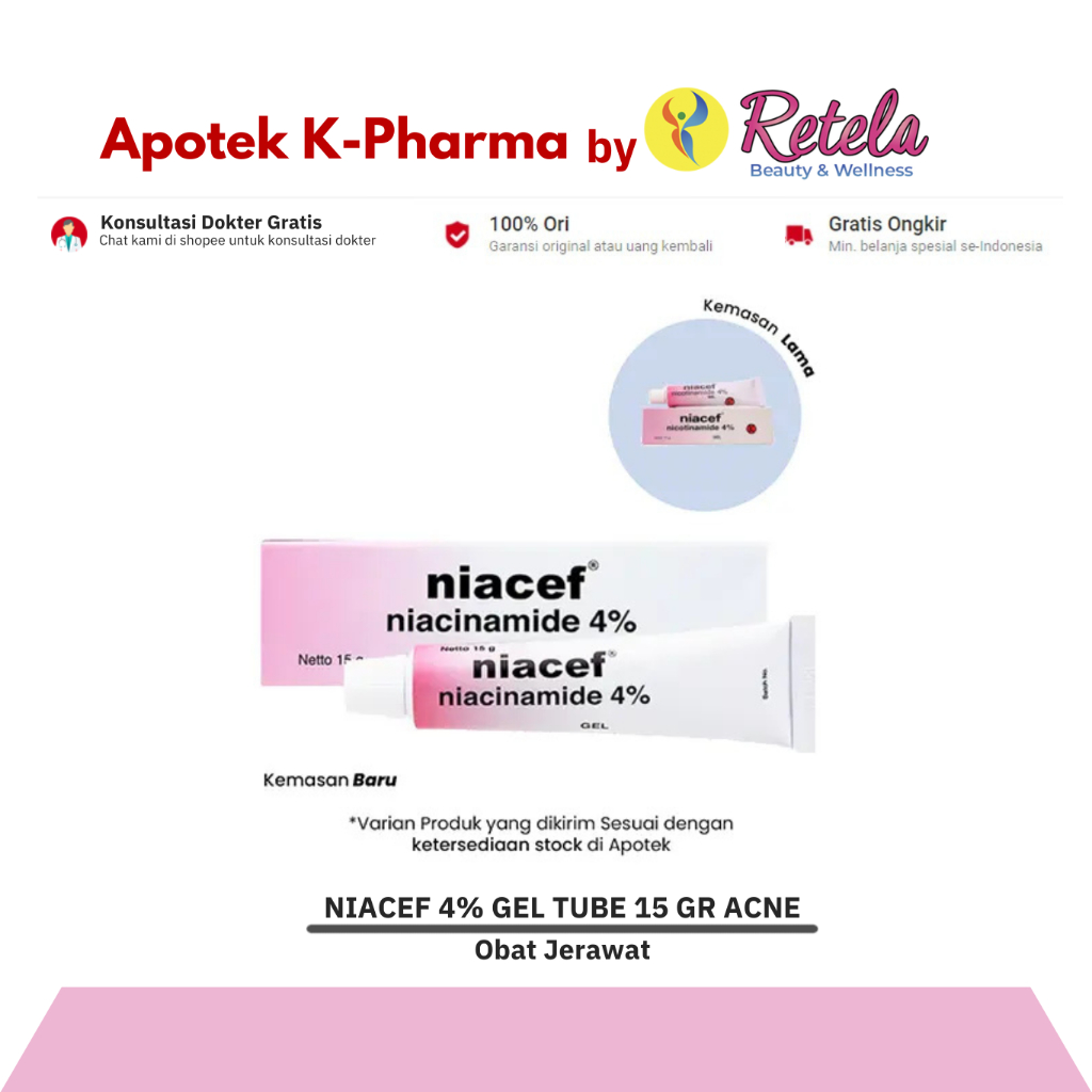 Jual NIACEF 4% GEL TUBE 15GR ACNE | Shopee Indonesia