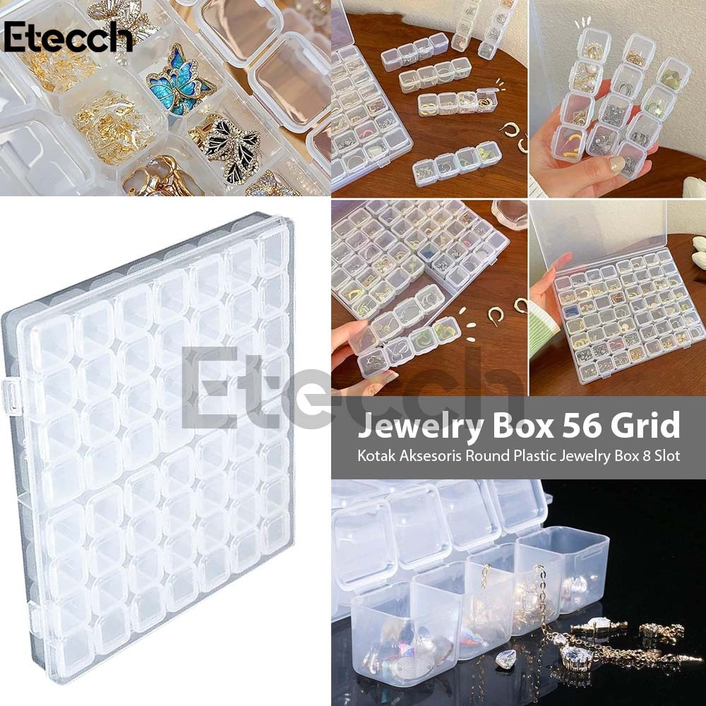 Jual Kotak Perhiasan Aksesoris Plastic Storage Jewelry Box 56 Grid ...