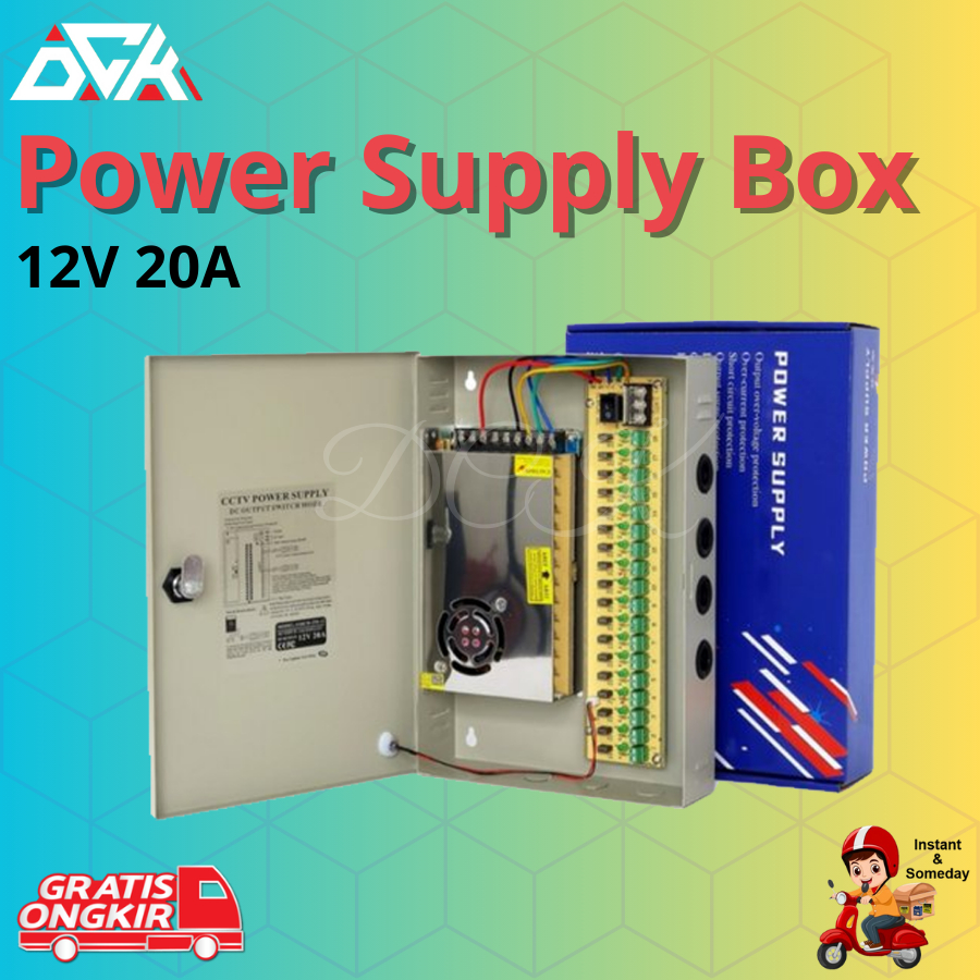 Jual Power Supply CCTV Central Box 20A 12V / Panel Box 12V/20A AC to DC ...