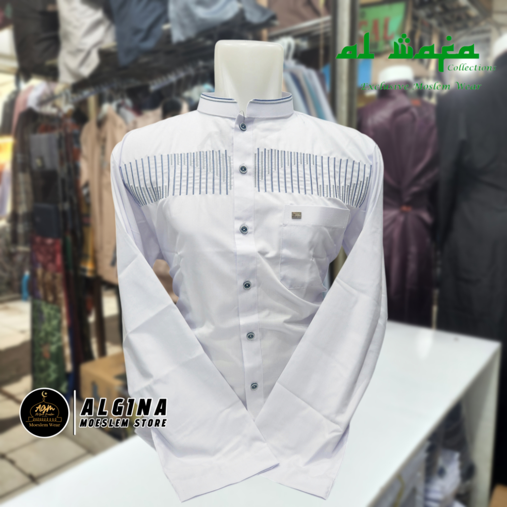 Jual Koko Al Wafa Putih Bordir Lengan Panjang Manset & Cuff | Baju ...