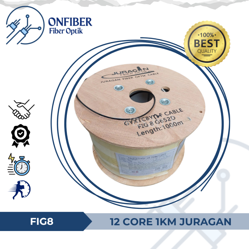 Jual Kabel Fiber Optik 12 Core Fig8 1KM/2KM – G652D, Outdoor Aerial ...
