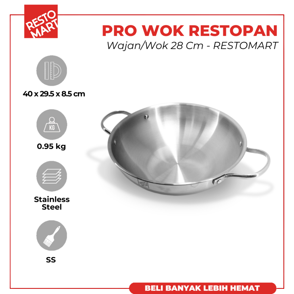 Jual Pro Wok 28 cm RESTOPAN by Supra Stainless Steel 304 (1019062)(F0 ...