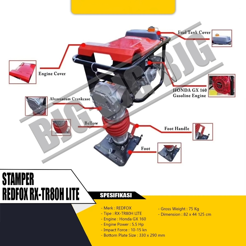 Jual MESIN PEMADAT TANAH / STAMPER KUDA REDFOX RX-TR80H LITE PREMIUM (HONDA GX 160) | Shopee ...