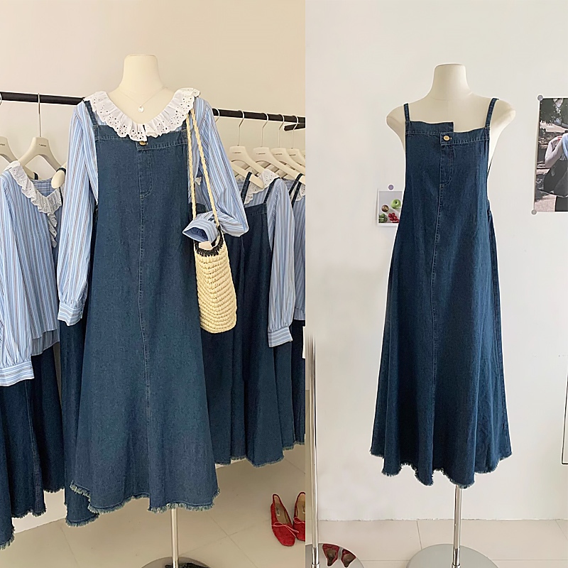 Jual Overall Jeans Korean Look Dress Maxi Overall Dress Denim rok jeans ...