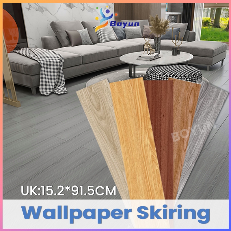 Jual PVC Ubin Lantai Premium 91.5cmX15.2cmX1.2mm / Vinyl Lantai Stiker ...