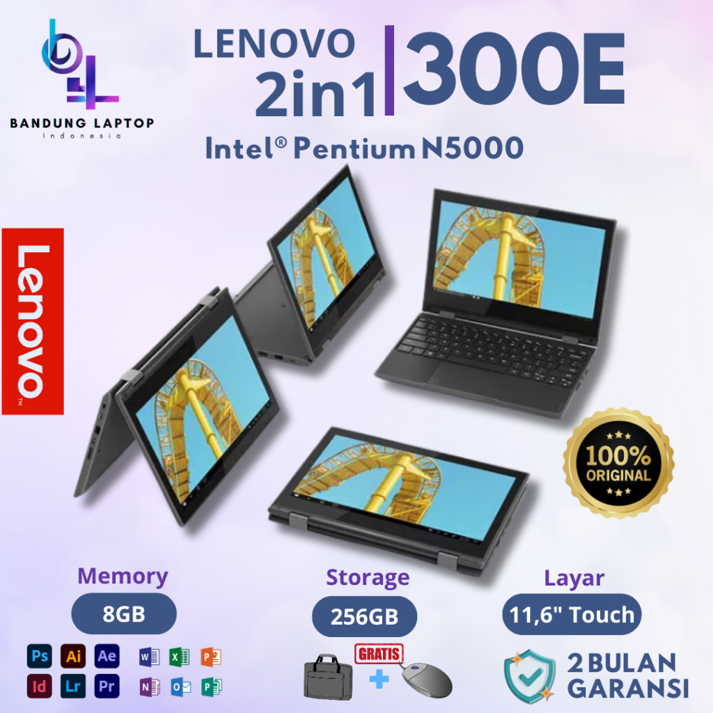 Jual Laptop Lenovo 300E Intel Pentium N5000 Ram 4/8GB Ssd 128GB ...