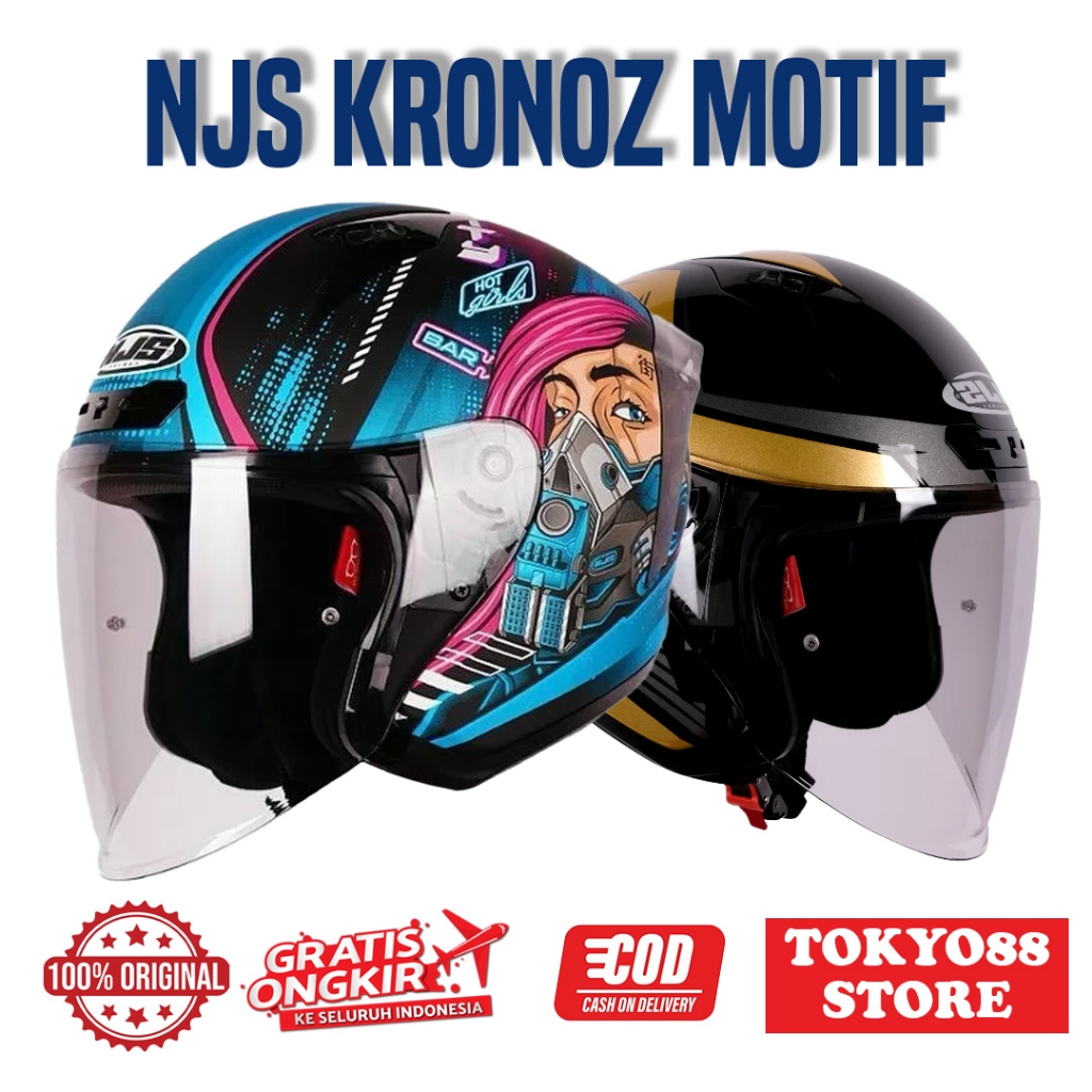 Jual Helm NJS Kronoz Motif Half Face Motorcycle Original Helmet ...