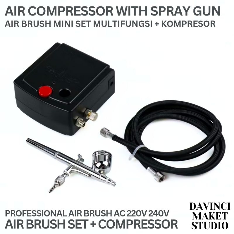 Jual (SET BIG) Air Brush Black Kit Compressor Paint Spray Gun T100 ...