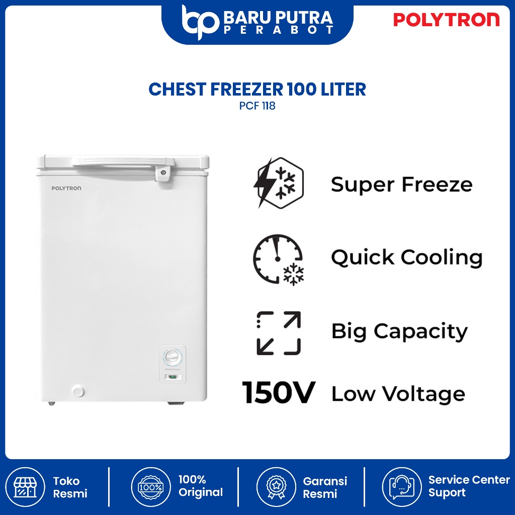 Jual POLYTRON Chest Freezer 100 Liter PCF 118 | Shopee Indonesia