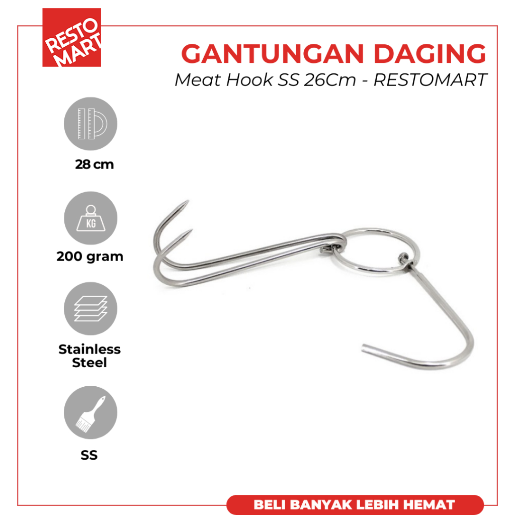 Jual Meat Hook / Gantungan Daging Stainless 26 cm RESTOMART Stainless ...