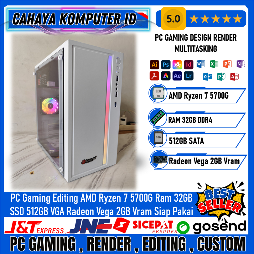 Jual PC Gaming Editing AMD Ryzen 7 5700G Ram 32GB SSD 512GB VGA 2GB Vram Siap Pakai DiM | Shopee ...