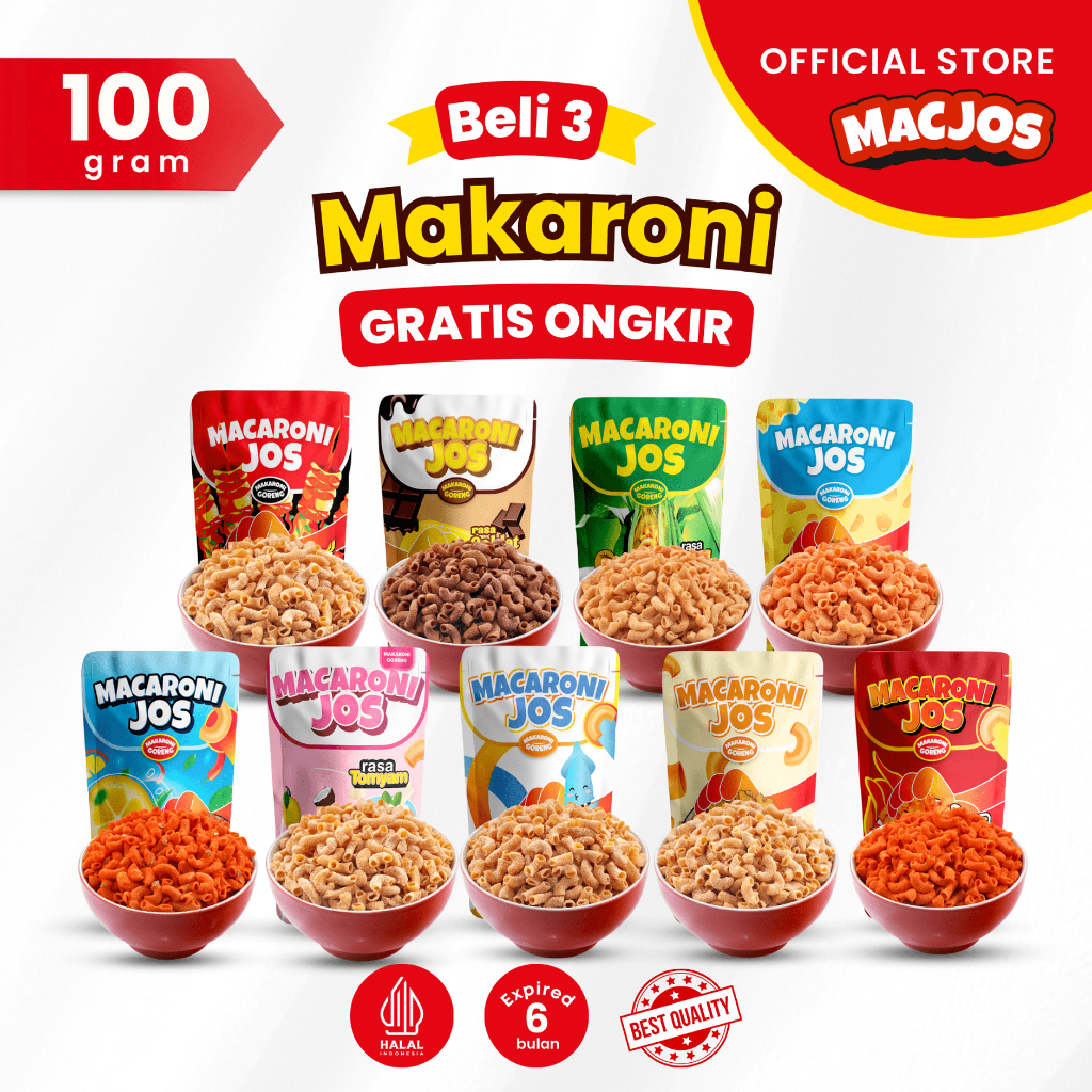 Jual MACJOS Cemilan Macaroni - Isi 100gr Beli 4 Hemat Banyak | Shopee ...