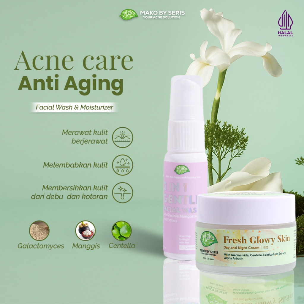 Jual Mako by Seris Paket Acne Care Facial Wash Gentle + Moisturizer ...