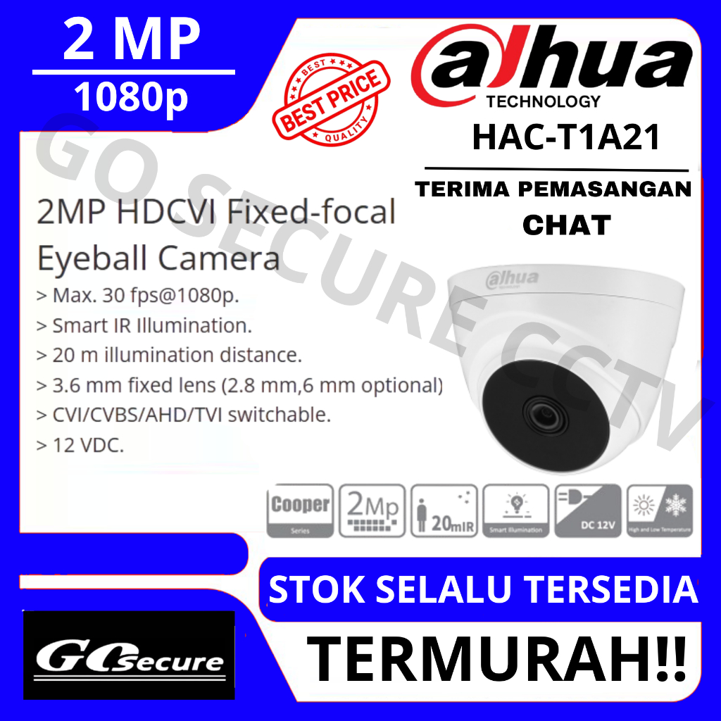 Jual CAMERA DAHUA COOPER DH-HAC-T1A21P DAHUA SERIES 2.0MP / CAMERA ...
