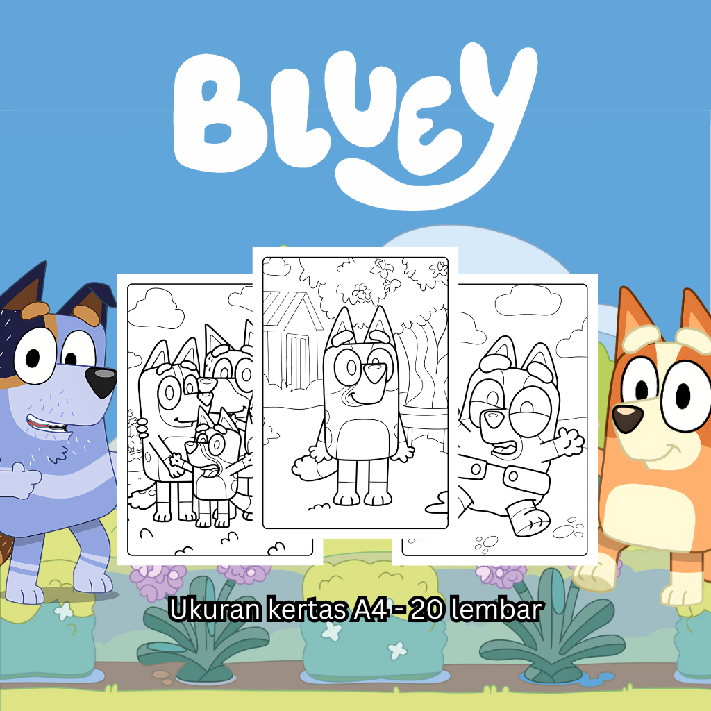 Jual Buku Gambar Belajar Mewarnai Anak Kartun Bluey Ukuran A4 A5 Kertas ...