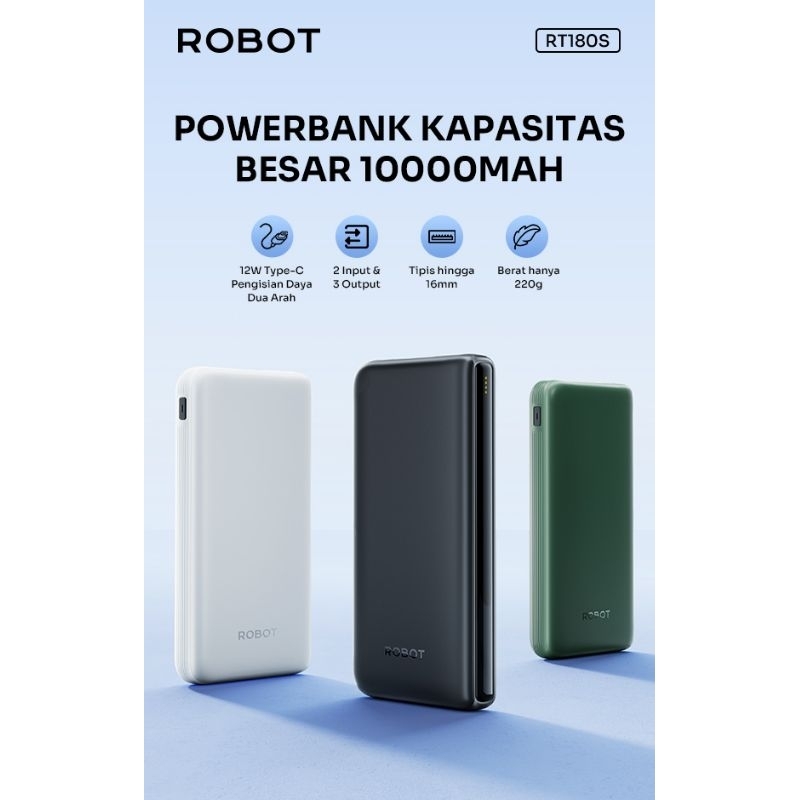 Jual RT 180s Power Bank 10000mah Dual Input Original Robot RT180S ...