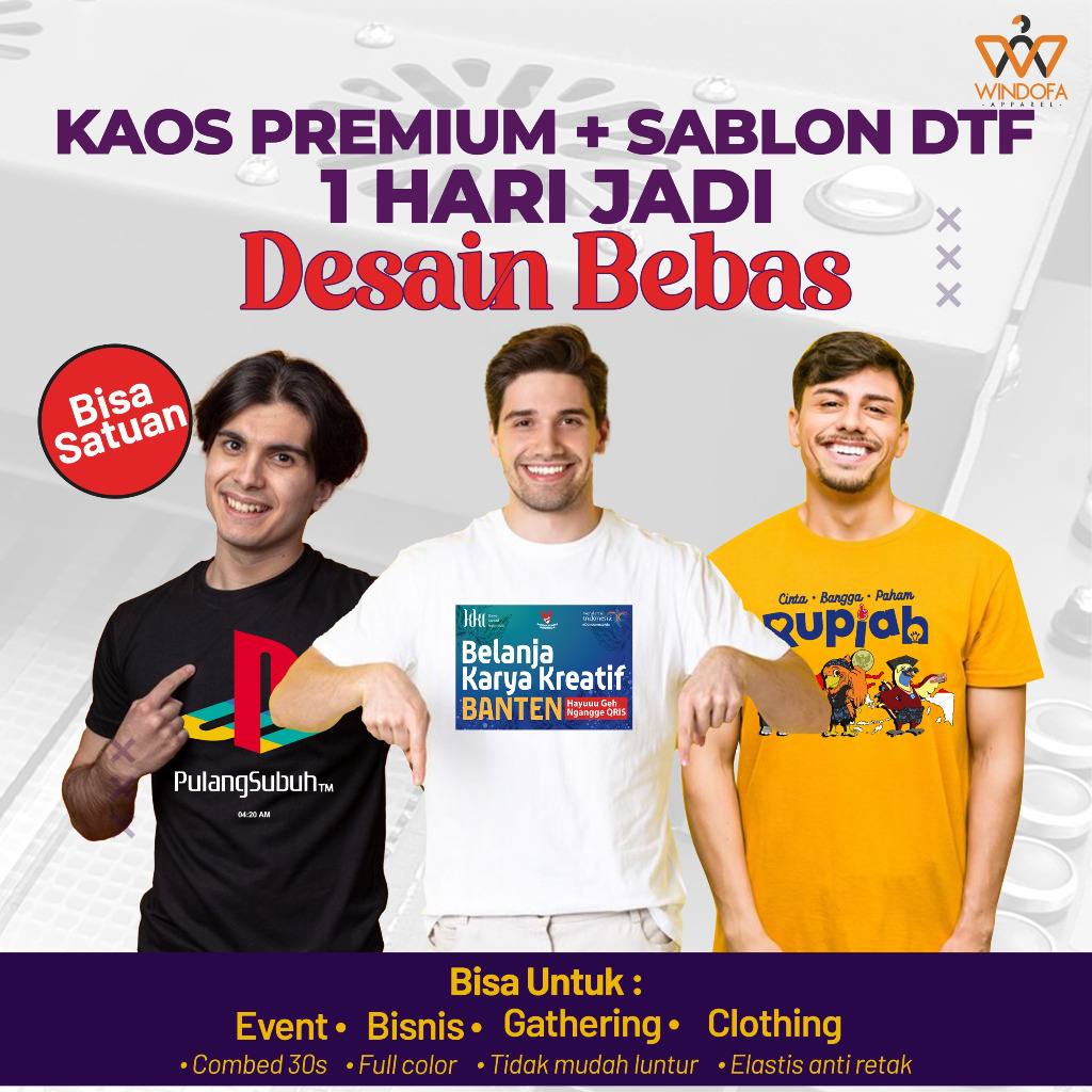 Jual Kaos Baju Sablon Custom Satuan Katun Combed 30s Original Premium ...