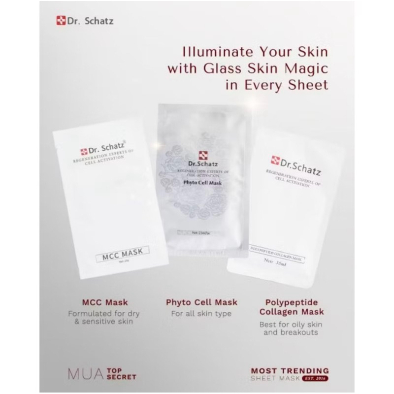 Jual Dr Schatz Mask | MCC MASK | POLYPEPTIDE COLLAGEN MASK | STEM CELL MASK | Masker Wajah | 1 ...