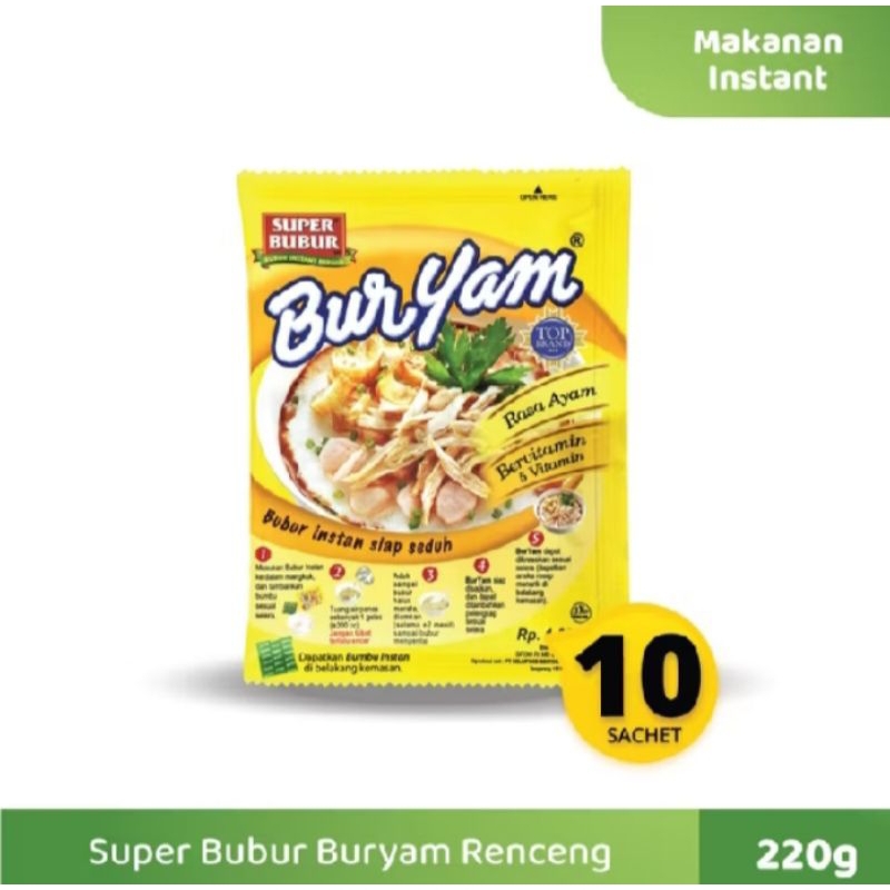 Jual Super Bubur BURYAM Rasa Ayam isi 10 sachet berat 22gr | Shopee ...