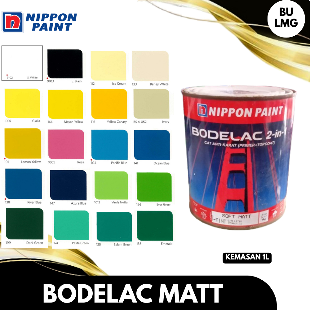 Jual Bodelac Cat Besi 1L Anti Karat 2 In 1 (Nippon Paint) Warna Matt ...