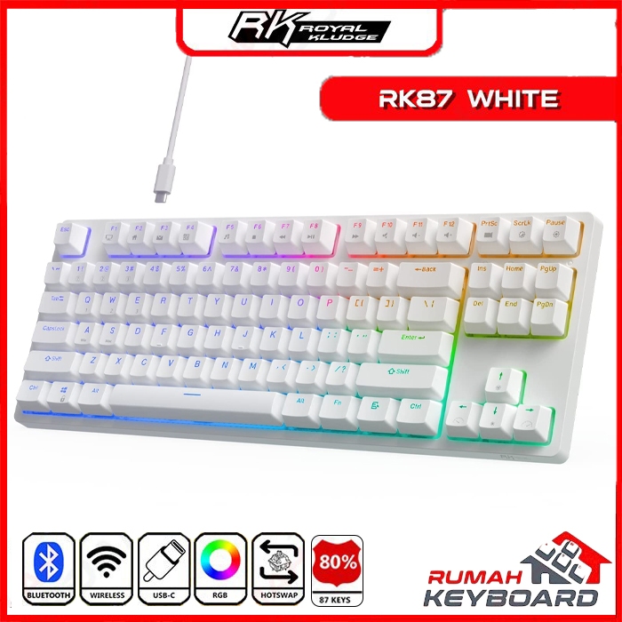 Jual ROYAL KLUDGE - RK87 - 3 Mode - Rgb - White - Mechanical Keyboard ...