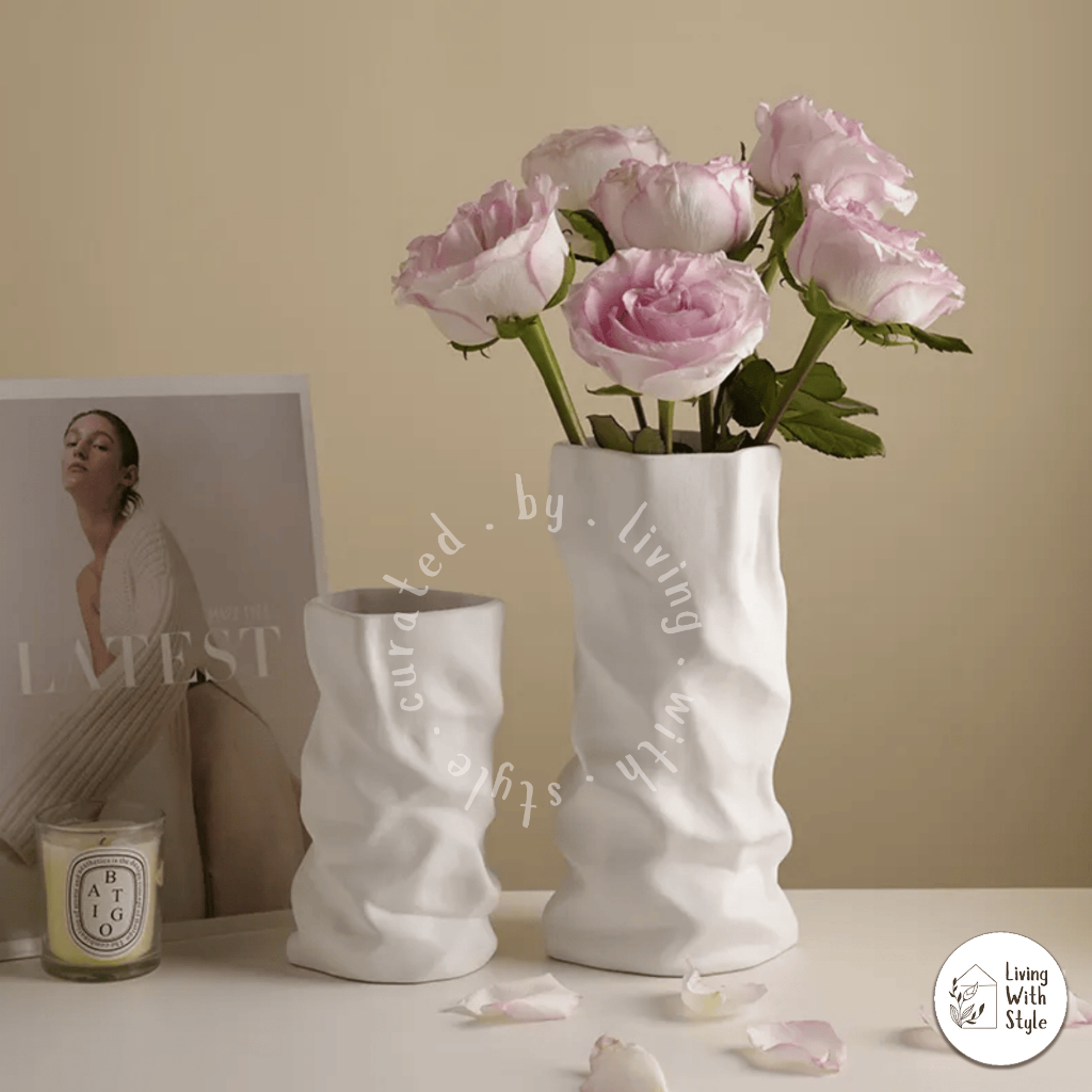 Jual Living With Style - Freya Crumbled Textured Vase Luxury / Vas ...